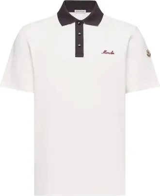 Moncler polo en piqu&eacute; &agrave; logo brod&eacute; - Blanc