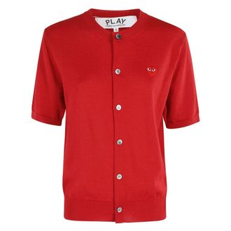 Comme Des Gar&ccedil;ons Femme, Pulls, Rouge, Taille: 40 FR Round Neck Emblem Cardigan