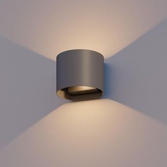 Calex Applique Murale LED Ovale, Luminaire Ext&eacute;rieur, Coloris Anthracite, bidirectionnel, 7W Lumi&egrave;re Blanche Chaude, Faisceau Lumineux R&eacute;glable