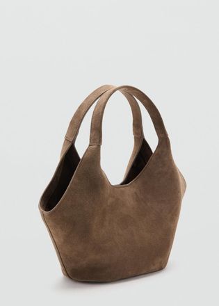 Mango Sac &agrave; main daim marron - Femme - Taille unique - MANGO