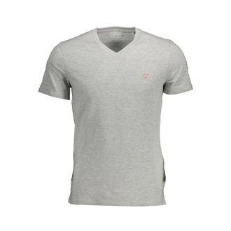 Guess Homme, Tops, Gris, Taille: 2XL T-shirt Homme en Coton Marron Col V