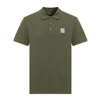 Balmain Homme, Tops, Vert, Taille: 2XL Polo avec logo brod&eacute;