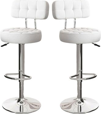 Generic Drehbare, H&ouml;henverstellbare Barhocker, 2Er-Set, Dick Gepolsterte R&uuml;ckenlehne mit Fu&szlig;st&uuml;tze, Barhocker Aus Pu-Leder f&uuml;r K&uuml;che, Esszimmer, Wohnzimmer