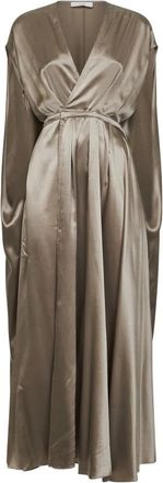 Co Femme, Robes, Brun, Taille: 38 FR Robe &agrave; cape en charmeuse de soie