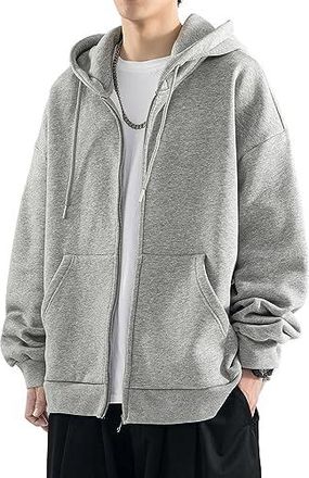 OLIPHEE Sweat à Capuche Homme Sweat Zippé Couleur Unie Pull Homme Manches Longues avec Poches Sweatshirt Sportswear Veste a Capuche Homme Hoodie Casual Ample 