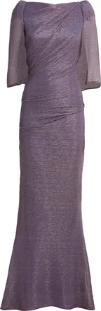 Talbot Runhof Trumpet Voile Cape-Sleeve Evening Dress Size S