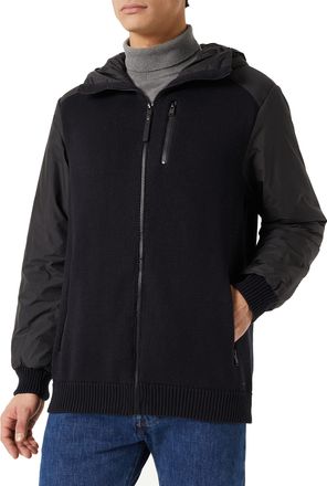 Tom Tailor Herren Nylon-Strickjacke mit Kapuze 1027985, 29999 - Black, XL