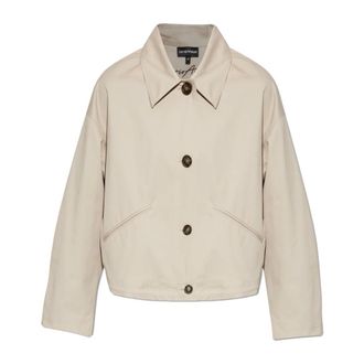 Emporio Armani Femme, Vestes, Beige, Taille: 40 FR Blouson en Gabardine de Coton Pima