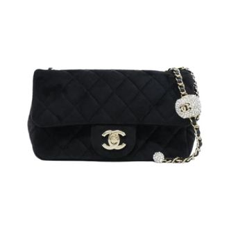 Chanel Pre-owned Velvet Shoulder Bag - - Pre-owned - Damen - Schwarzk - ONE SIZE