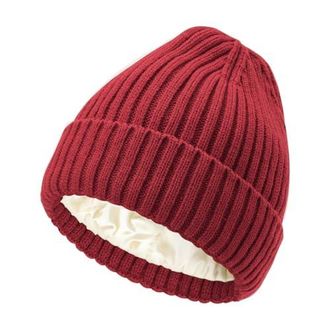 Dreshow Bonnet dhiver pour Femmes Hommes Bonnet Doubl&eacute; Satin Doux et Chaud Beanie Hiver avec Doublure Soyeuse Tricot&eacute; Chapeau Unisexe