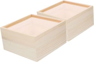 SOLUSTRE 2stücke Holzbox Mit Schiebedeckel Klarsichtbox Aus Acryl Und Holz Aufbewahrungsbehälter Für Kleinteile Organizer Für Schmuck Und Make-up Kompakte Holz