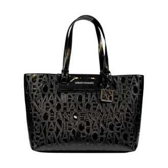 A|X Armani Exchange Stilvolle Bedruckte Handtasche mit Innentaschen - - Bags - Damen - Schwarzk - ONE SIZE