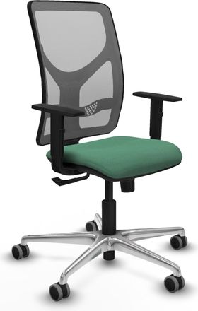 Piqueras y Crespo Remote-Arbeitsstuhl mit 1D-Armen, h&ouml;henverstellbare Lendenwirbelst&uuml;tze, ausgestattet mit 3 Positionen und Schneidschaum, Grau/Smaragdgr&uuml;n