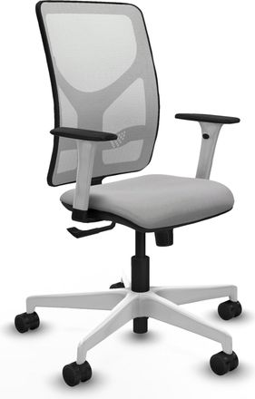 Piqueras y Crespo B&uuml;rostuhl mit hoher R&uuml;ckenlehne, mit wei&szlig;en und schwarzen Armlehnen, h&ouml;henverstellbare Lendenwirbelst&uuml;tze, ausgestattet mit 3 Positionen, Wei&szlig; / Hellg