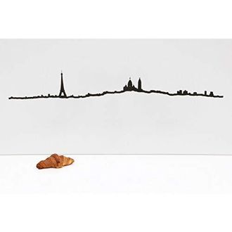 The Line City Skyline Impression murale Motif silhouette de Paris 125 cm, Noir