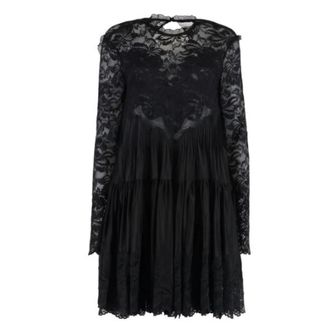 Paco Rabanne Floral-Lace Tiered Dress - Femme - Robes - Noir - Taille: 36 FR