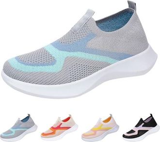 Generic Baskets &agrave; enfiler pour femme avec dessus color&eacute; - Chaussures de marche orthop&eacute;diques en maille respirante pour femme - Confortables et d&eacute;contract&eacute;es -