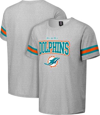 Foco NFL Herren-T-Shirt, offizielles Lizenzprodukt, Grau, Team-Farbe, Prim&auml;r-Logo, gew&ouml;lbtes Wordmark Performance, Rundhalsausschnitt, kurz&auml;rmelig, Miami D