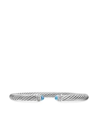 David Yurman bracelet en argent sterling Cable Classic serti de diamants et de topaze