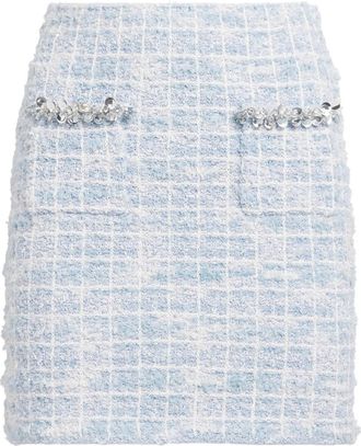 Self Portrait Self-Portrait Checked Embellished Tweed Miniskirt Size L