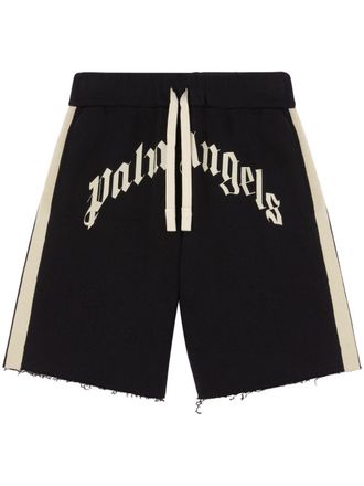 Palm Angels short de sport &agrave; logo brod&eacute; - Noir