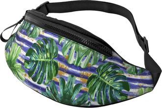 Generic Atmungsaktiv G&uuml;rteltasche Tropische Bl&auml;tter Druck Bauchtasche G&uuml;rteltasche Handytasche Tasche F&uuml;r Spazieren Camping Laufen 14X35Cm