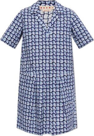 Marni Femme, Robes, Bleu, Taille: 38 FR Robe &agrave; motifs avec poches
