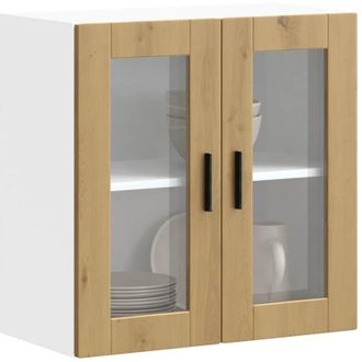 vidaXL Vidaxl - Armoire murale de cuisine porte en verre Porto ch&ecirc;ne artisanal