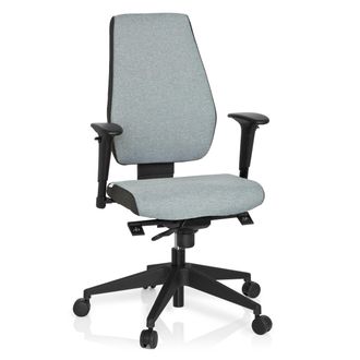 hjh OFFICE 608822 Profi B&uuml;rostuhl PRO-TEC 500 Stoff Hellgrau Drehstuhl ergonomisch, R&uuml;ckenlehne & Armlehnen h&ouml;henverstellbar