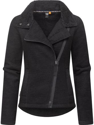 Ragwear Damen Sweatjacke Strickjacke mit Teddyfell-Futter Saskie Melange YOUMODO Black Gr. XXL