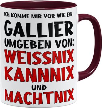 OM3 Ich komme mir vor wie ein Gallier Kaffee-Tasse mit Spruch R&ouml;mer II | Keramik Becher | 11oz 325ml | Beidseitig Bedruckt | Bordeaux