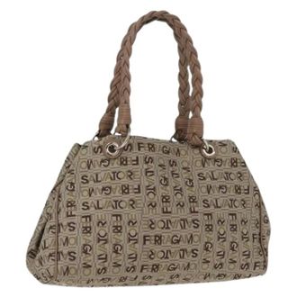 Ferragamo Sac cabas en toile Pre-owned - Femme - Pre-owned - Beige - Taille: ONE Size