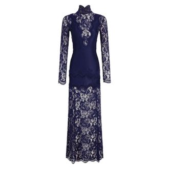 Paco Rabanne Femme, Robes, Bleu, Taille: 34 FR Robe longue &agrave; empi&egrave;cements en dentelle