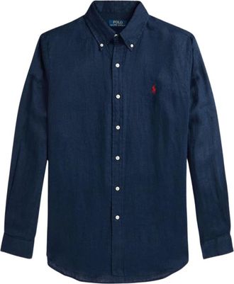 Polo Ralph Lauren Homme, Chemises, Bleu, Taille: XL Linen Shirt Slim Fit