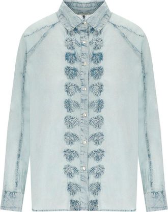 Pahiesa CHEMISE BROD&Eacute;E BLEU CLAIRE PAHIESA FORMENTERA