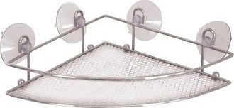 MSV 140606 Eck-Duschregal mit Saugnäpfen Metall verchromt, 27 x 17 x 4 cm