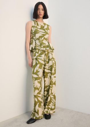 Mango Gerade Hose mit floralem Print gr&uuml;n - Damen - XS - MANGO