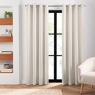 Elrene Home Fashions Cairo Solide Fenstervorhänge mit Ösen, für drinnen oder draußen, 2 Stück, 132,1 x 274,3 cm, Elfenbeinfarben