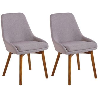 Beliani Beliani - Esszimmerstuhl 2er Set Taupe Polsterbezug Dicke Sitzkissen Holzbeine Minimalismus