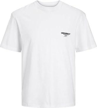 Jack & Jones Jorbora Branding Tee SS Crew Neck Blk T-Shirt, Blanc éclatant, M Homme