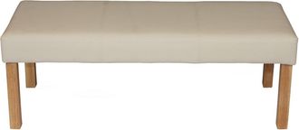 Mendler Sitzbank Polsterbank Bank M37 Kunstleder 120x43x49 cm - Creme, helle Beine