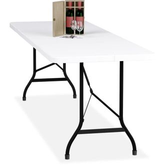 Relaxdays Relaxdays - table de jardin pliante, 75 x 220 x 68 cm, r&eacute;sistante aux intemp&eacute;ries, plastique & acier, 8 personnes, blanche