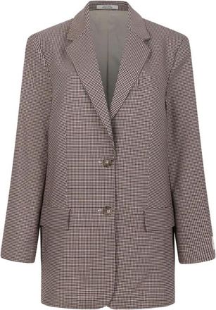 Calvin Klein Femme, Vestes, Brun, Taille: 32 FR Checked Button Blazer
