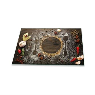 Decorwelt Herdabdeckplatte Abdeckung Ceranfeld Abdeckplatte Schneidebrett 1-Teilig 80x52 Gew&uuml;rze Braun Spritzschutz Glasplatte Ceranfeldabdeckung Schutz Kochpla