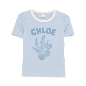 Chlo&eacute; T-Shirt mit Grafik-Print - - Tops - Damen - Blau - L