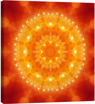 Posterlounge Mandala - Ich bin Liebe Leinwandbild von Dolphins DreamDesign 70 x 70 cm Orange Wandbilder Wanddeko