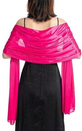 GFM Echarpe en mousseline de soie satin&eacute;e au mousseline de soie pour &eacute;pouses nuptiales de mari&eacute;e (.SLKLUX-CRTGLB-Rose)