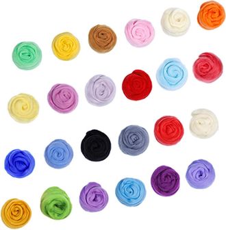 Artibetter 24 St&uuml;ck Teiliges Farben Weich und Komfortabel zum Nadelfilzen DIY Bastelwolle f&uuml;r Anf&auml;nger und Fortgeschrittene Vielseitig f&uuml;r H&uuml;te Taschen Dekoratio