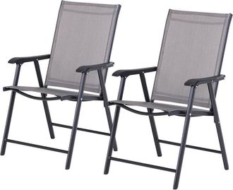 OUTSUNNY Klappstuhl mit Armlehne 2er Set Campingstuhl Angelstuhl Metall Grau 58 x 64 x 94 cm - Outsunny