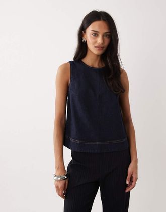 Abercrombie & Fitch Top sans manches en jean - Indigo-Bleu marine